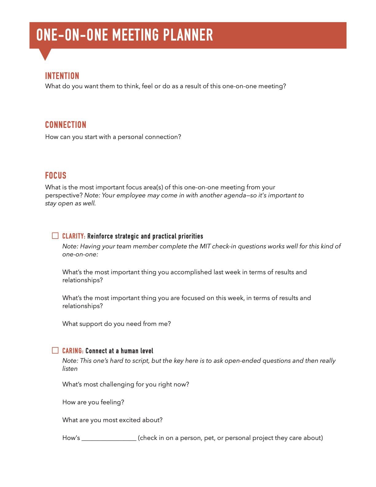One on one Meeting Template FREE Tool For Better Conversations